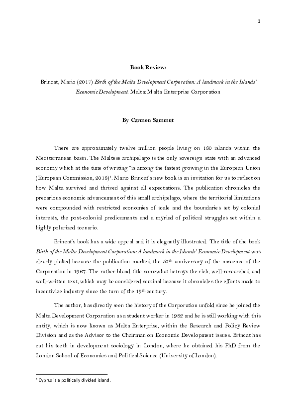 (DOC) Book Review Development of MDC by Mario Brincat Final version ...