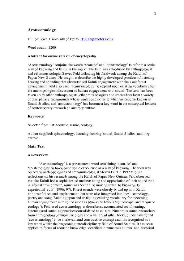 (PDF) Tom Rice Acoustemology