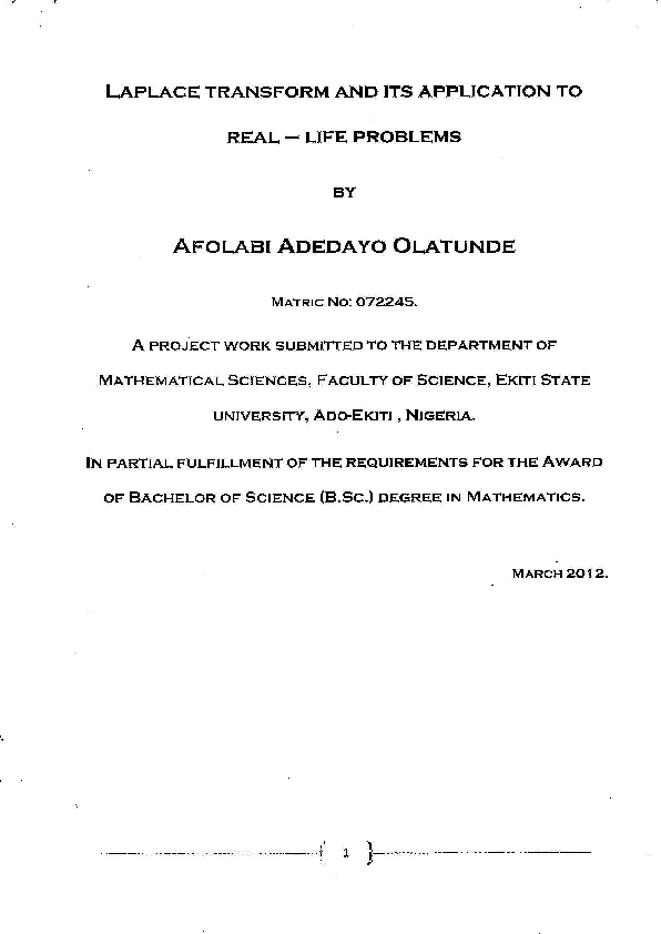 (PDF) Laplace Transform and its application to real life problems.