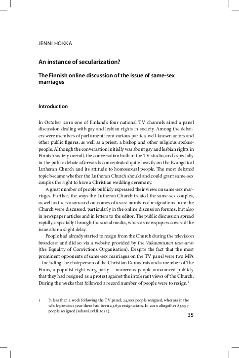 (PDF) An instance of secularization? The Finnish online discussion of ...