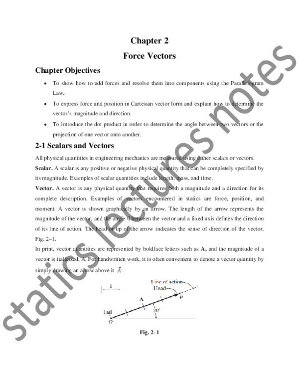 (PDF) Engineering Mechanics: Statics Chapter 2: Force Vectors | nik nur ain shazlin - Academia.edu