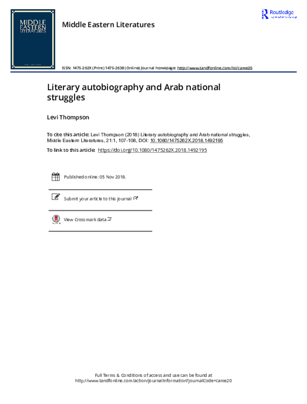 (PDF) Review of "Literary autobiography and Arab national struggles ...