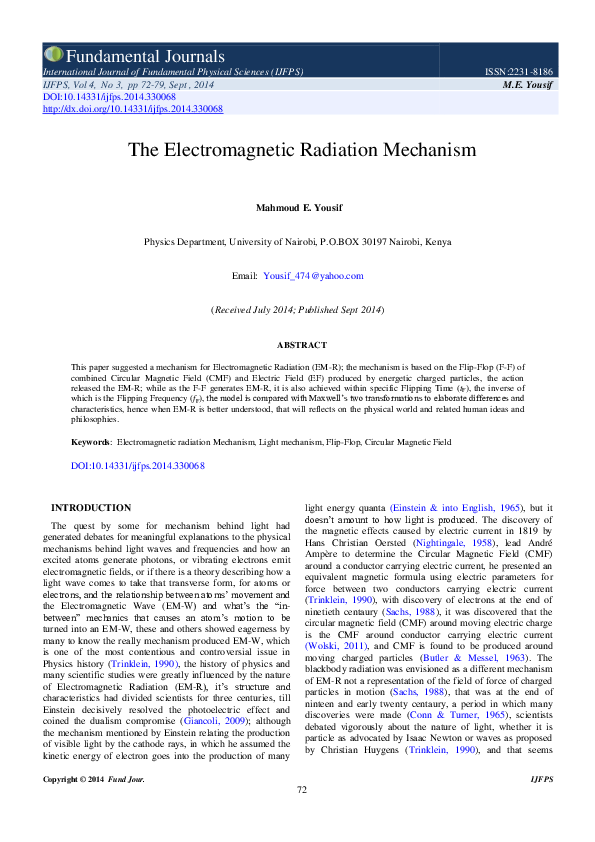 (PDF) The Electromagnetic Radiation Mechanism