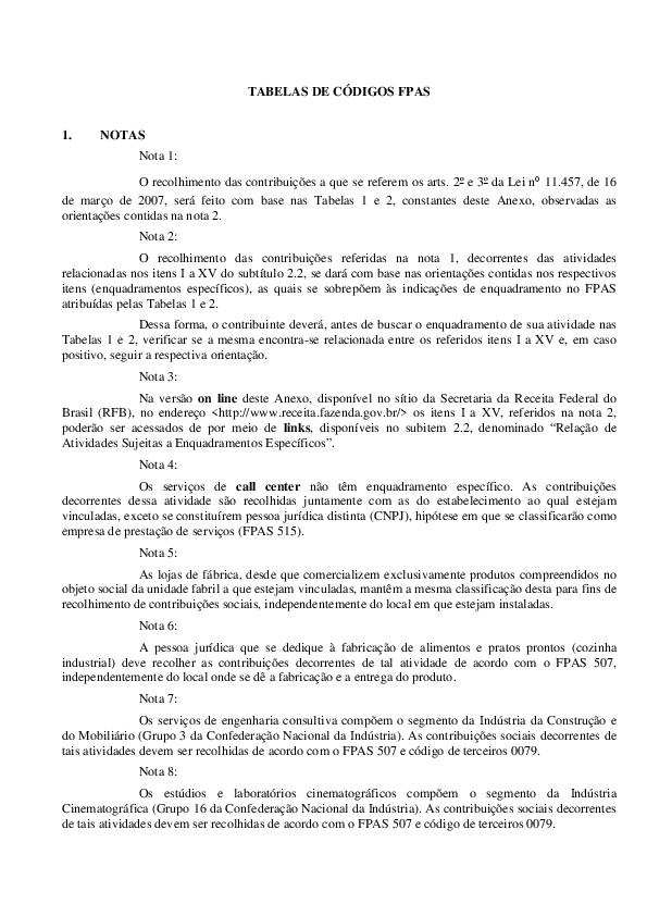 (PDF) TABELAS DE CÓDIGOS FPAS