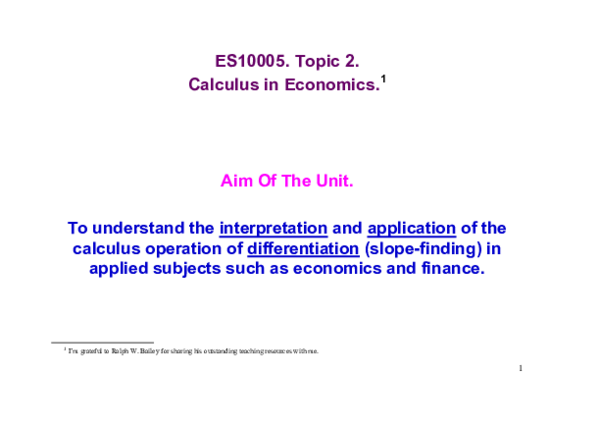(PDF) Calculus in Economics. 1