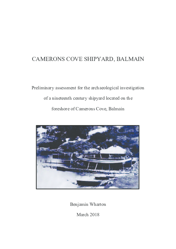 (PDF) CAMERONS COVE SHIPYARD, BALMAIN Preliminary assessment for the ...