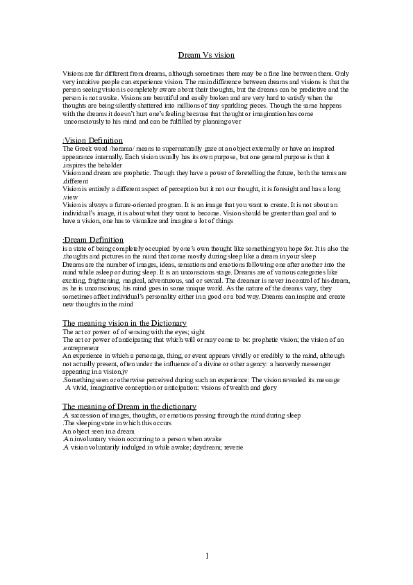(DOC) Dream Vs vision