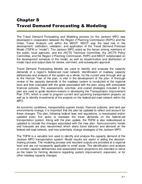 (PDF) Chapter 8 Travel Demand Forecasting & Modeling