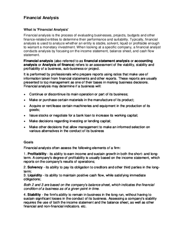 (DOC) Financial Analysis