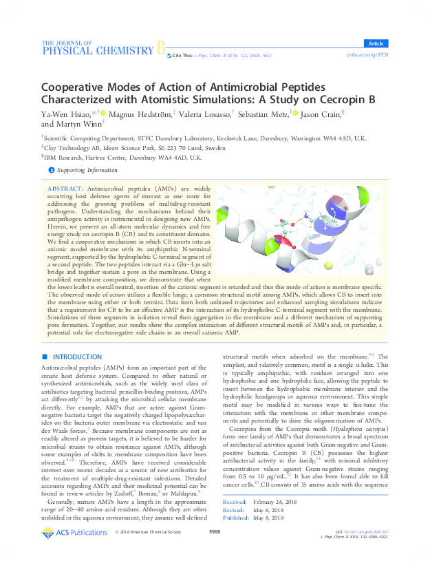 (PDF) Cooperative Modes of Action of Antimicrobial Peptides ...