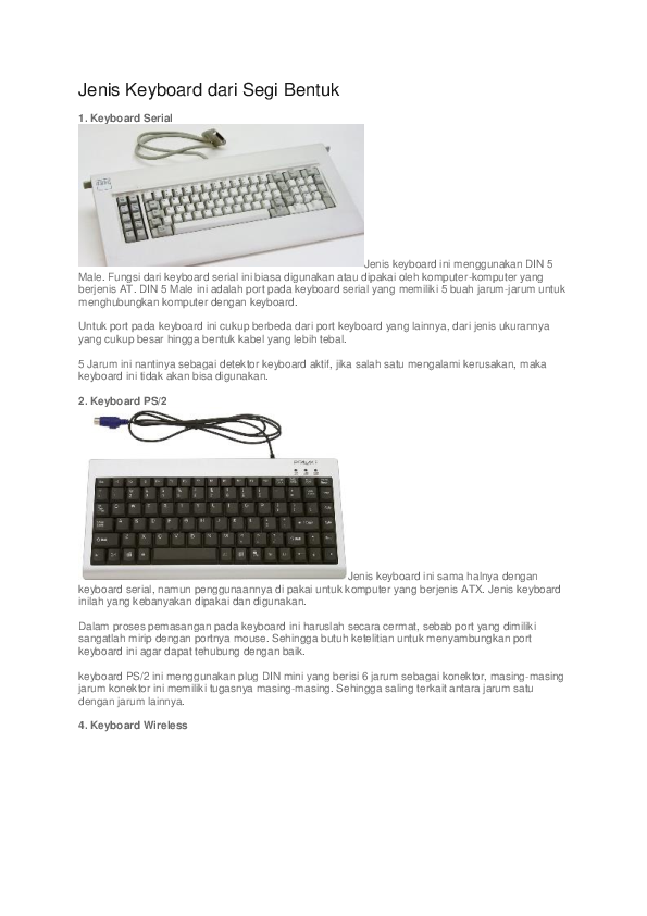 (DOC) Jenis Keyboard dari Segi Bentuk