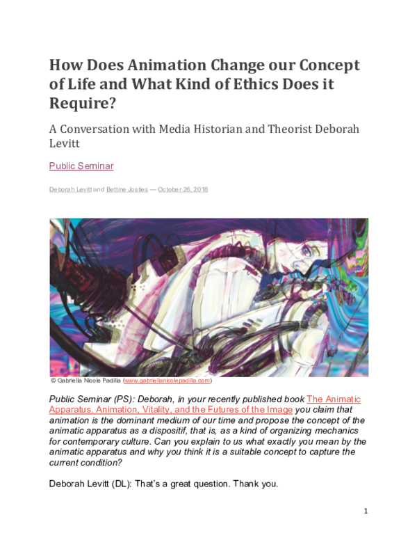 (PDF) How Does Animation Change our Concept of Life and What Kind of ...