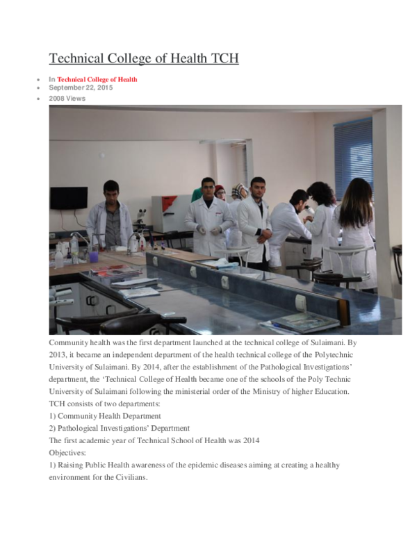 (DOC) Technical College of Health TCH