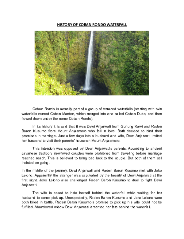 (DOC) HISTORY OF COBAN RONDO WATERFALL