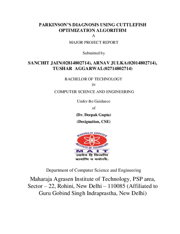 (PDF) PARKINSON'S DIAGNOSIS USING CUTTLEFISH OPTIMIZATION ALGORITHM