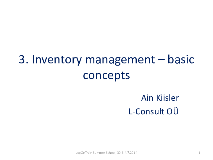 (PDF) SLIDE - 3. Inventory management – basic CONCEPT
