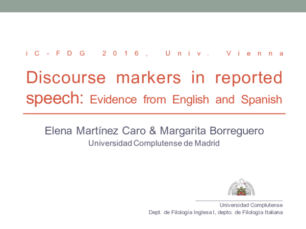 (PDF) Discourse markers in reported speech: Evidence from English and ...