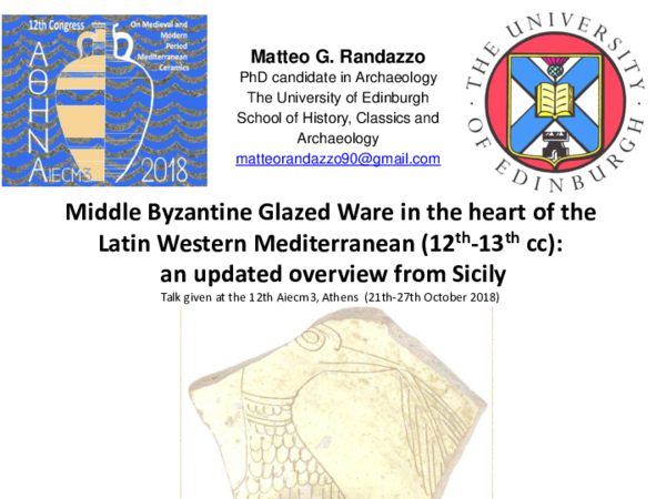 (PDF) Middle Byzantine Glazed Ware in the heart of the Latin Western ...