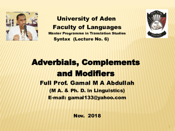 (PPT) Lecture 6 Adverbials Modifiers and Complements