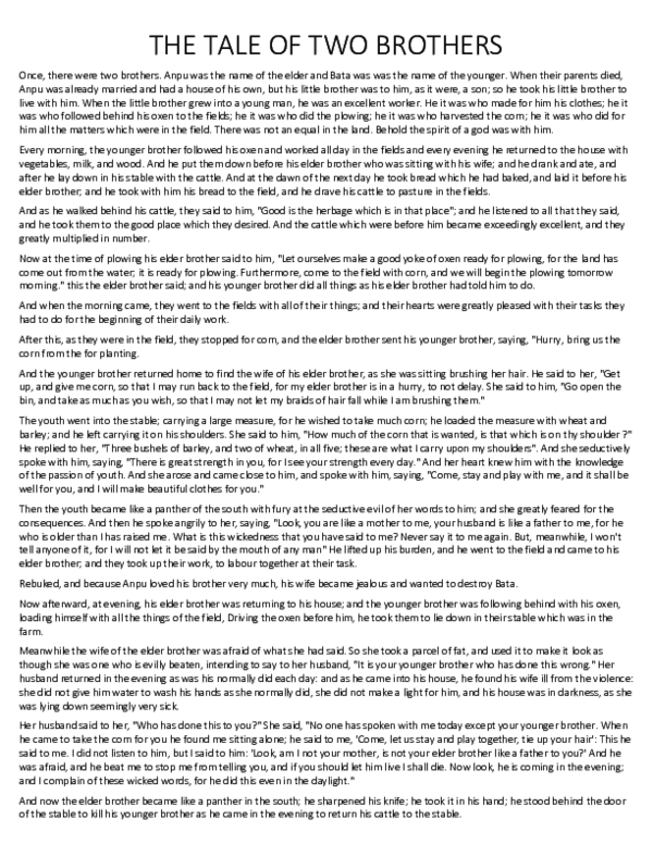 (DOC) THE TALE OF TWO BROTHERS