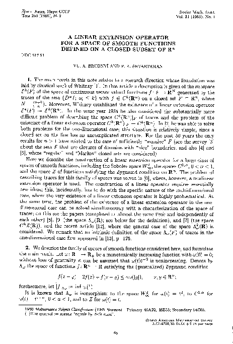 (PDF) Linear extension operator for a space of smooth functions