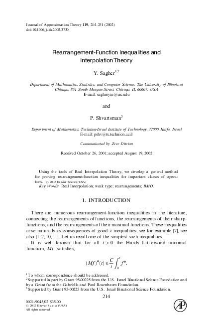 (PDF) Rearrangement-Function Inequalities and Interpolation Theory