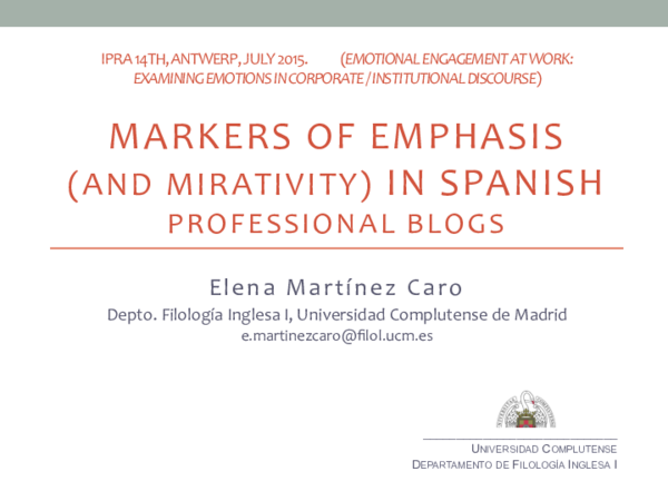 (PDF) Markers of emphasis (and mirativity) in Spanish professional ...