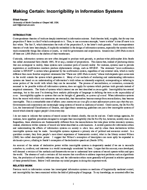 (PDF) Making Certain: Incorrigibility in Information Systems (early ...