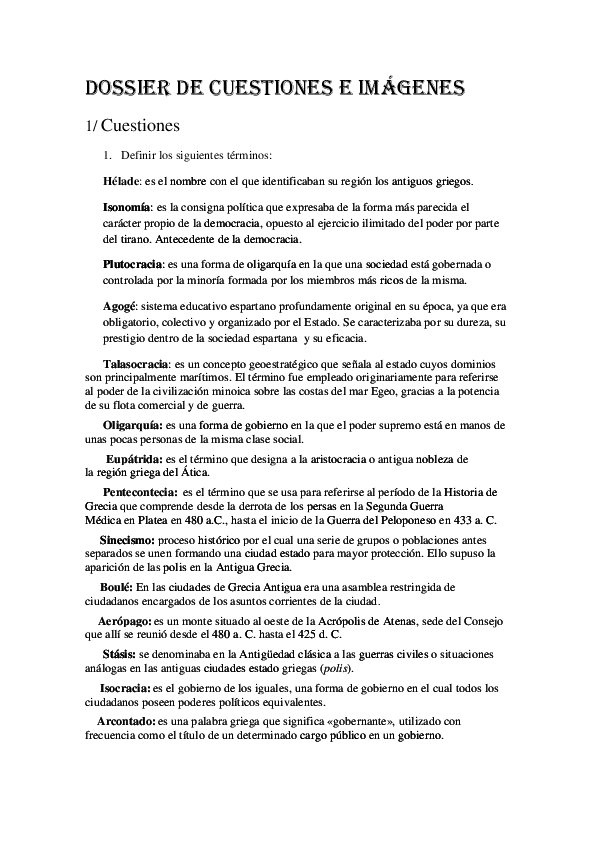 (DOC) DOSSIER DE CUESTIONES E IMÁGENES