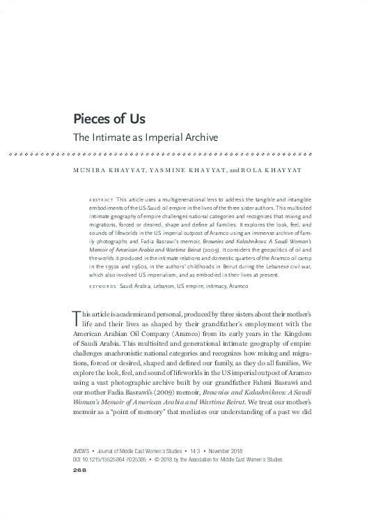 (PDF) Pieces of Us The Intimate as Imperial Archive