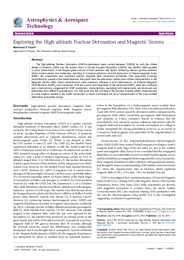 (PDF) Exploring the High-altitude Nuclear Detonation and Magnetic ...