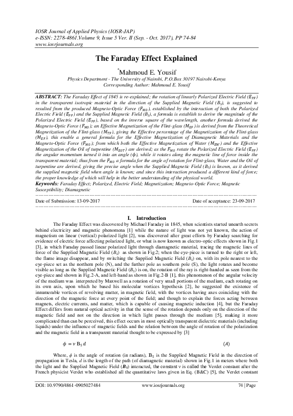 (PDF) The Faraday Effect Explained