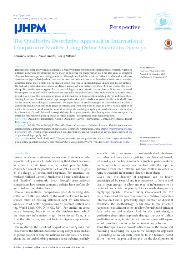 (PDF) The Qualitative Descriptive Approach in International Comparative ...
