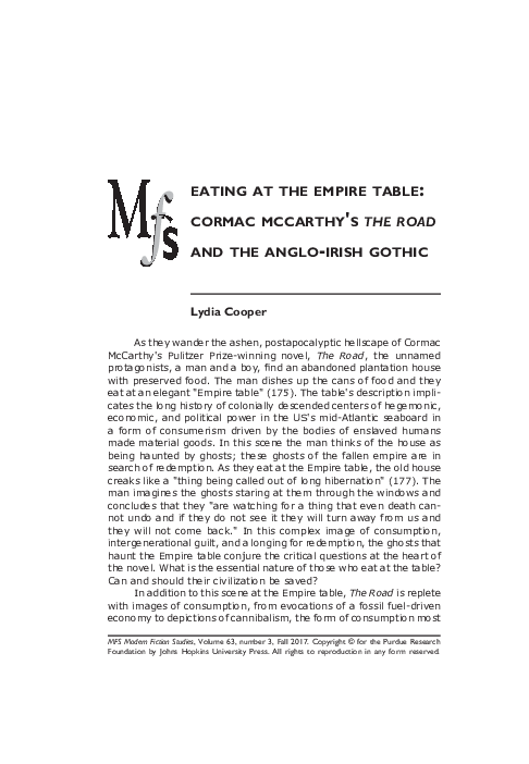 (PDF) Cormac McCarthys _The Road_ and the Anglo-Irish Gothic.pdf