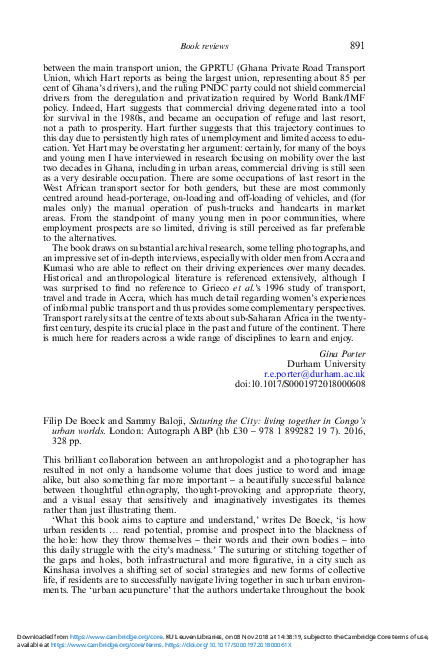 (PDF) REVIEW by CHRISTOPHER MORTON of Filip De Boeck and Sammy Baloji ...