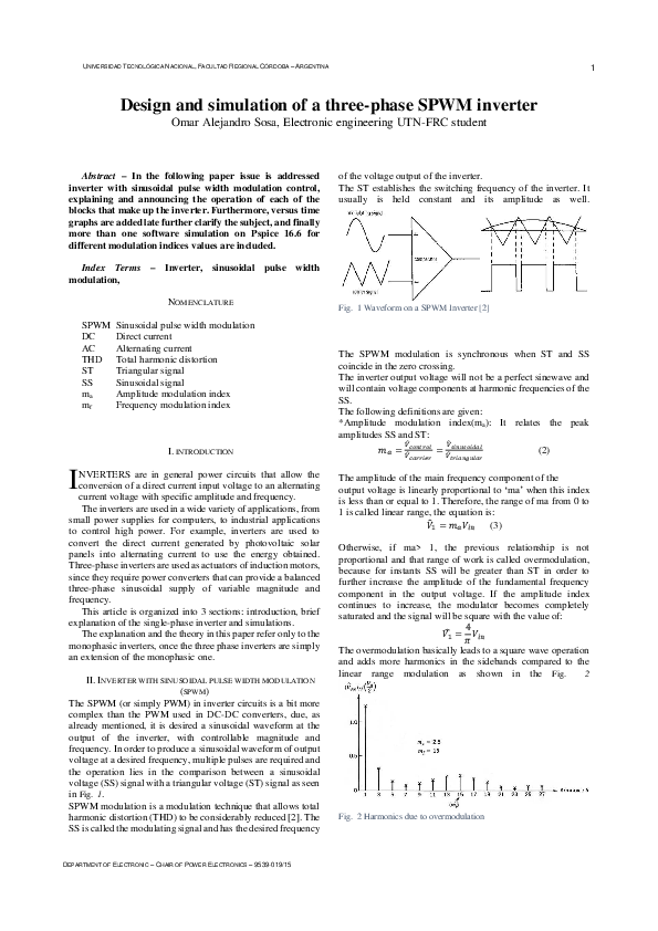 (PDF) Design and simulation of a three-phase SPWM inverter
