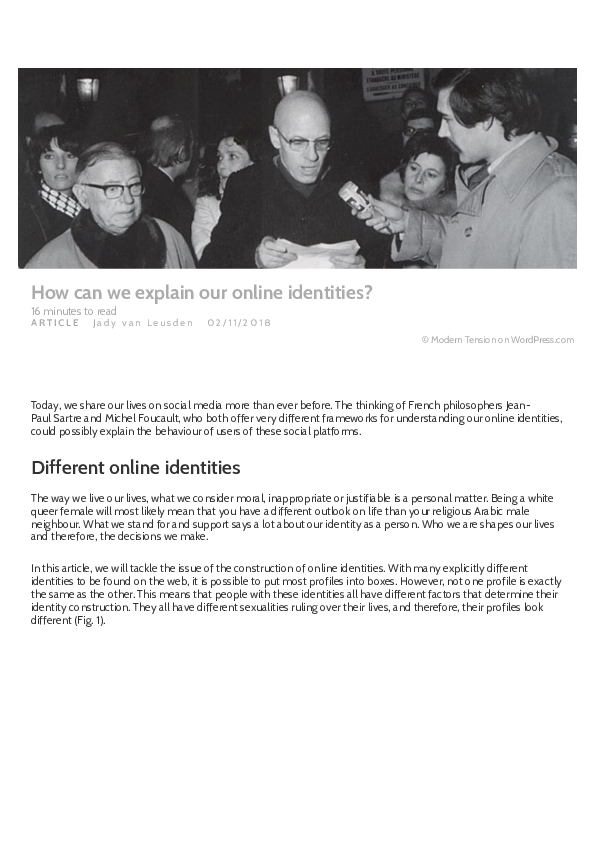 (PDF) Different online identities How can we explain our online identities