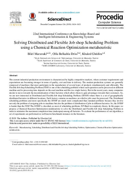 (PDF) Solving Distributed and Flexible Job shop Scheduling Problem ...