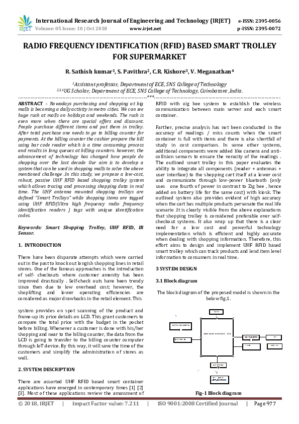 (PDF) IRJET- RADIO FREQUENCY IDENTIFICATION (RFID) BASED SMART TROLLEY ...