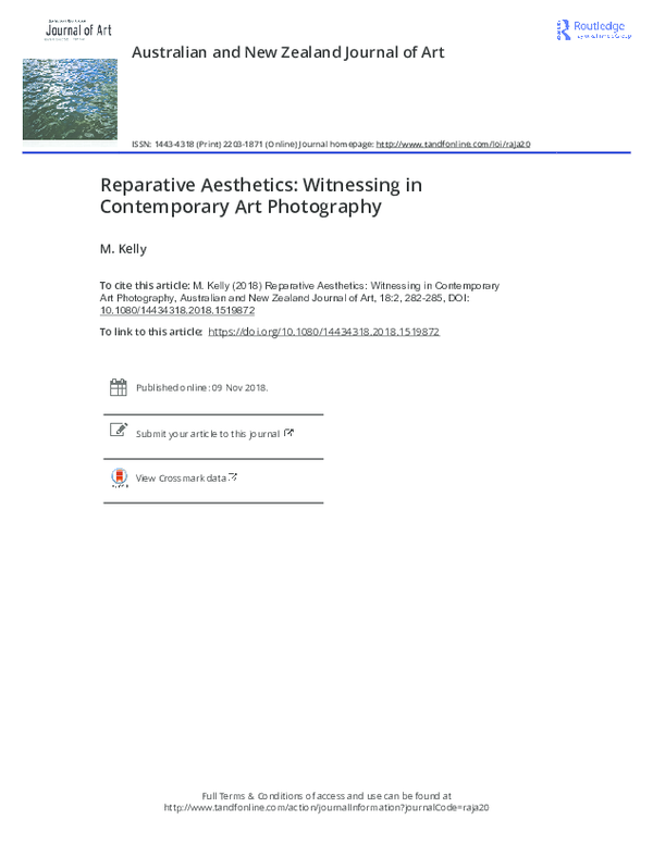 (PDF) Reparative Aesthetics: Witnessing in Contemporary Art Photography