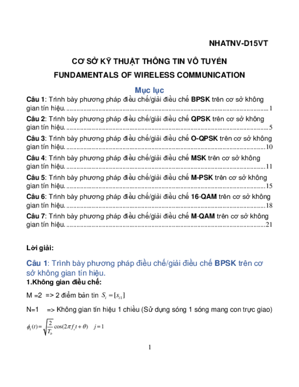 (DOC) C S K THU T THÔNG TIN VÔ TUY N FUNDAMENTALS OF WIRELESS COMMUNICATION
