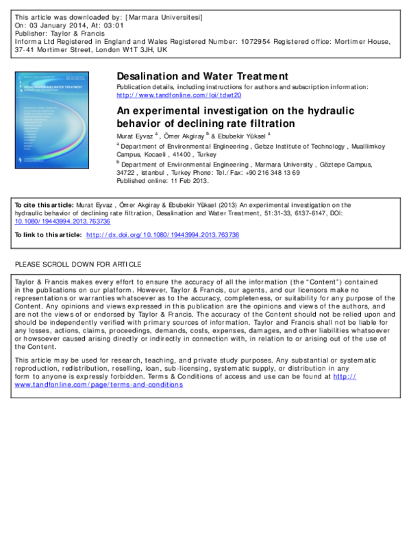 (PDF) An experimental investigation on the hydraulic behavior of ...