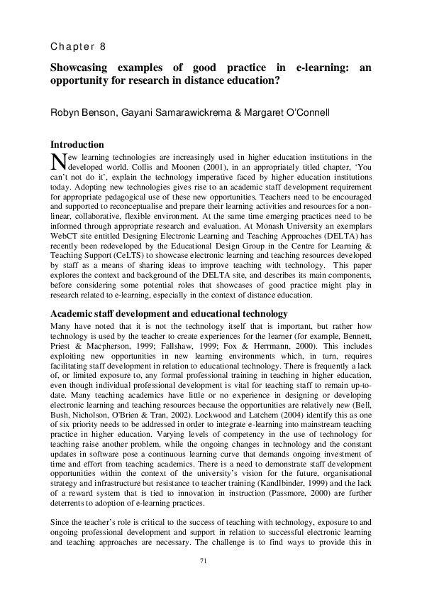 (PDF) Showcasing examples of good practice in e-learning: an ...