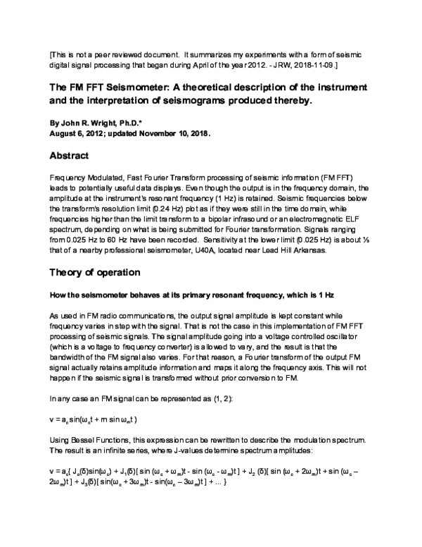 (PDF) The FM FFT Seismometer: A theoretical description of the ...