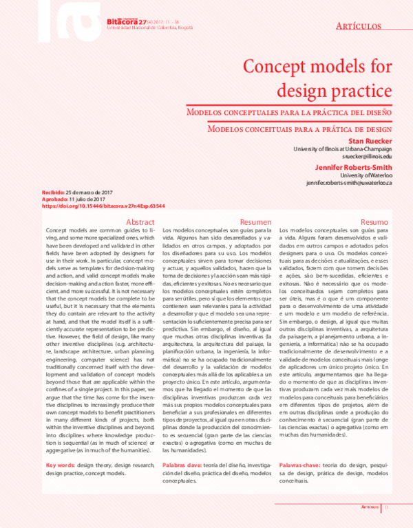 (PDF) Concept models for design practice / Modelos conceptuales para la ...