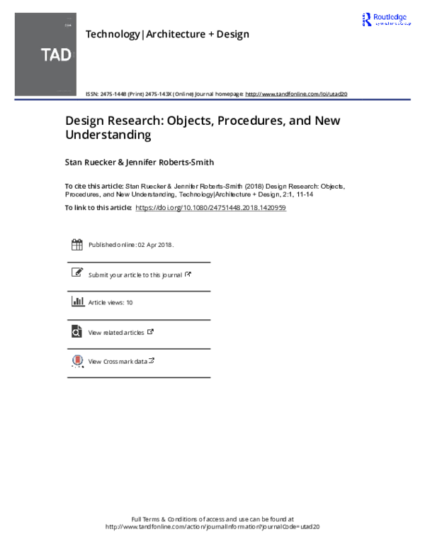 (PDF) Design Research: Objects, Procedures, and New Understanding