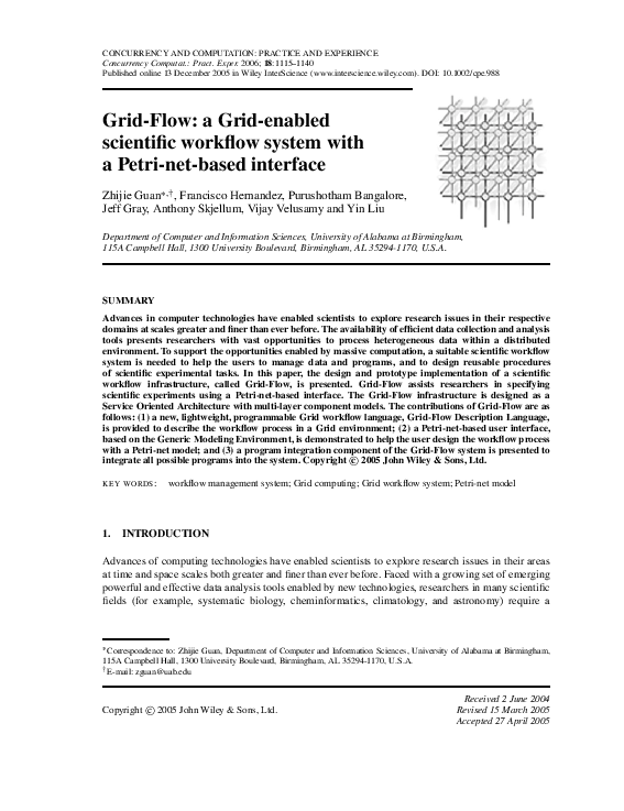 (PDF) Grid-Flow: a Grid-enabled scientific workflow system with a Petri-net-based interface