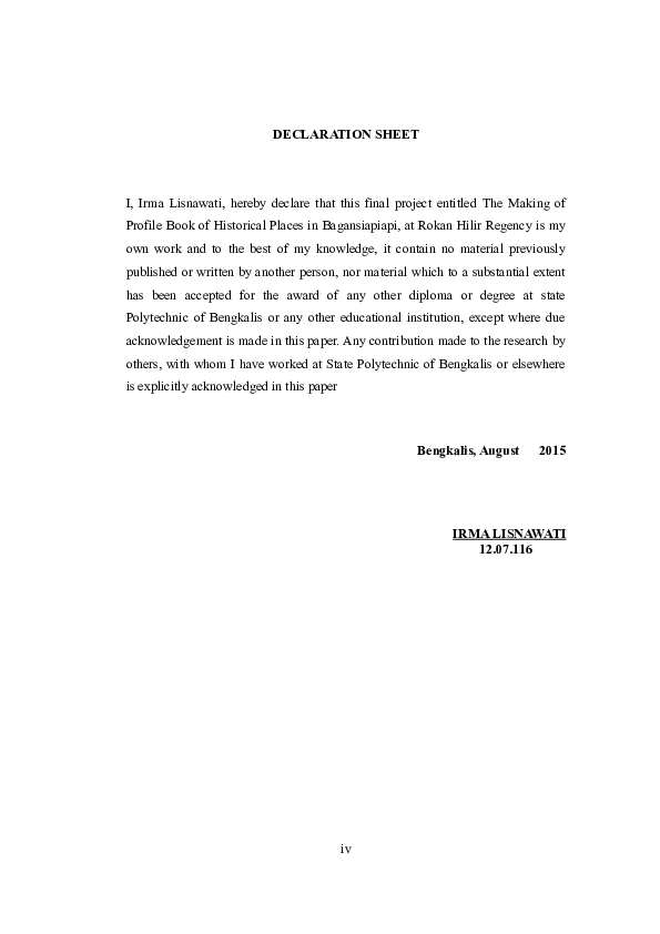 (DOC) DECLARATION SHEET | irma lisnawati.A.Md29 - Academia.edu