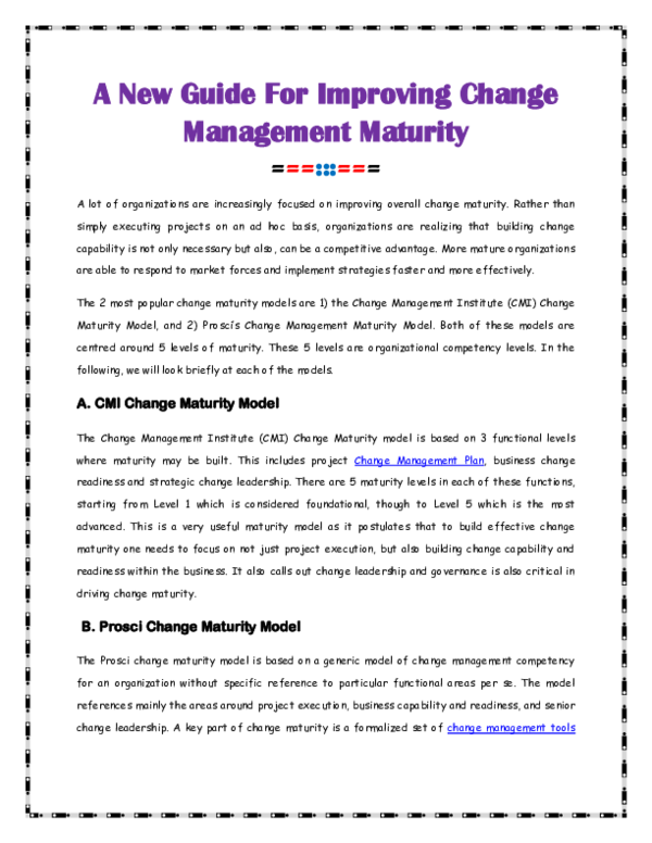 (PDF) A New Guide For Improving Change Management Maturity