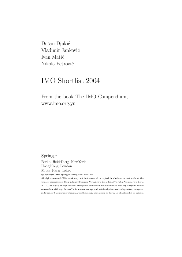 (PDF) Imo shortlist
